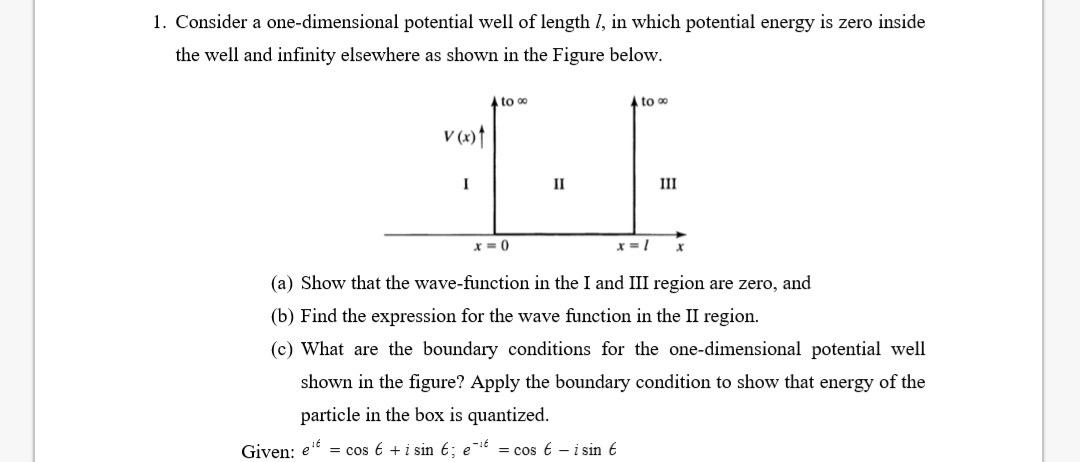 Solved 1. Consider a one-dimensional potential well of | Chegg.com
