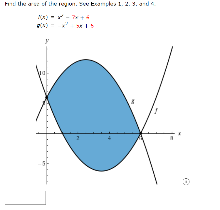Solved Find the area of the region. See Examples 1, 2, 3, | Chegg.com