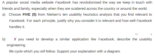 Solved A popular social media website Facebook has | Chegg.com