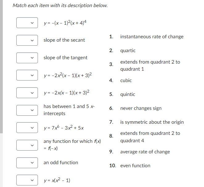 Solved Match each item with its description | Chegg.com