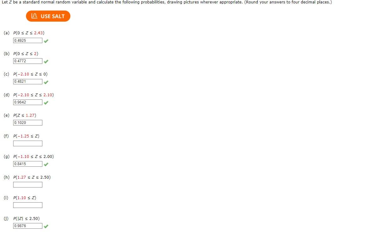 Solved Let Z Be A Standard Normal Random Variable And