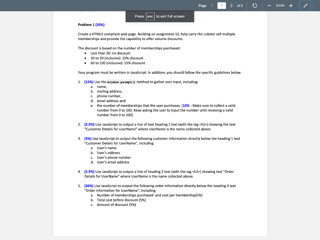 Solved Create a HTML5 compliant web page. Building on | Chegg.com