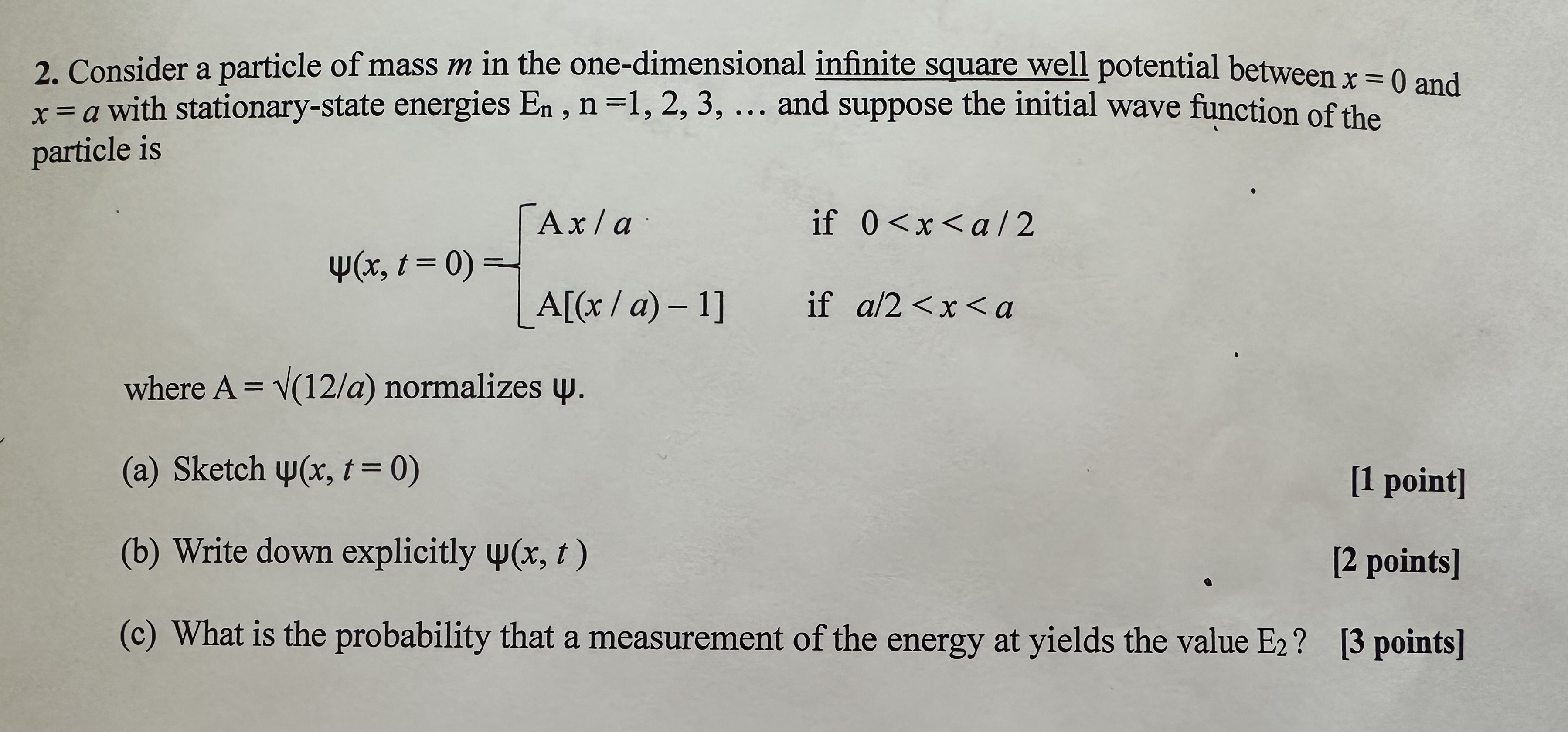 Solved 2. Consider a particle of mass m in the | Chegg.com