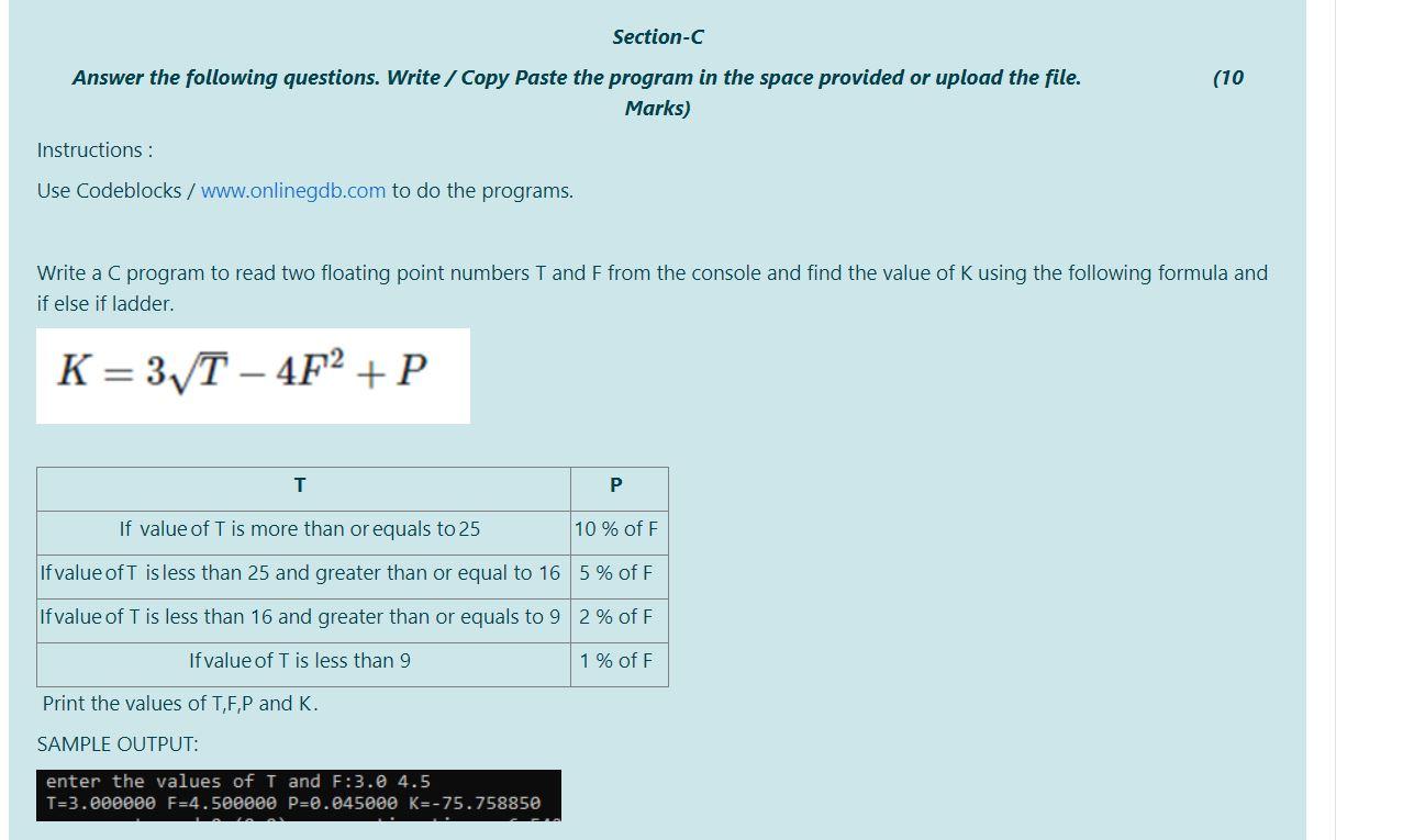 Solved Section-c (10 Answer the following questions. Write / | Chegg.com