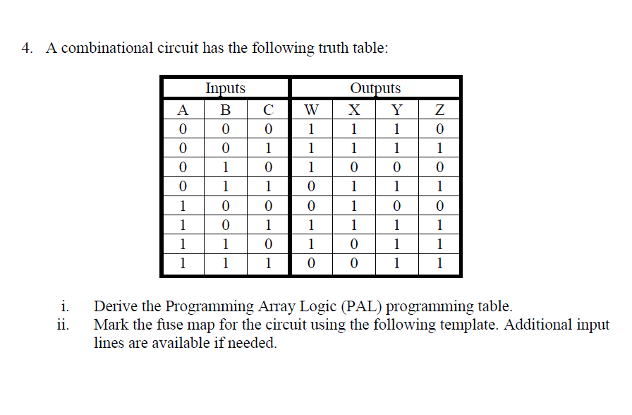 Solved 4. A combinational circuit has the following truth | Chegg.com