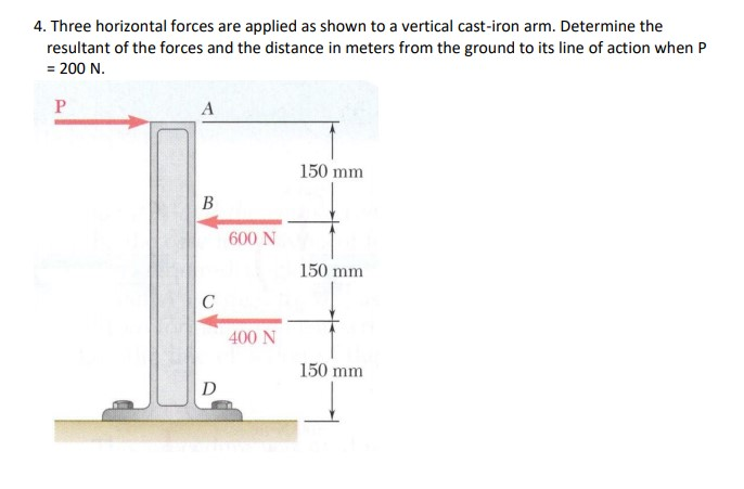 Solved 4. Three horizontal forces are applied as shown to a | Chegg.com