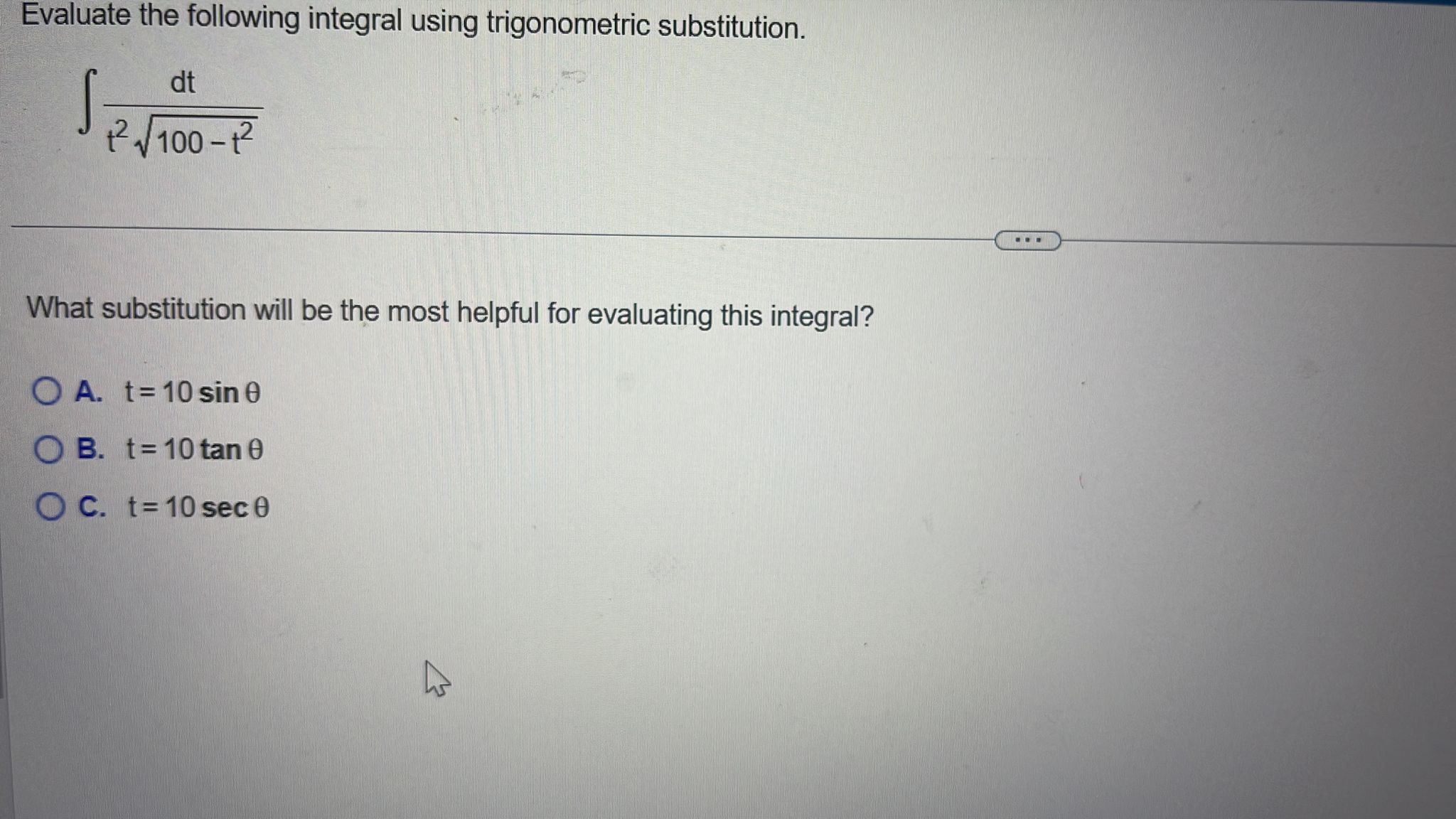 Solved Evaluate the following integral using trigonometric | Chegg.com
