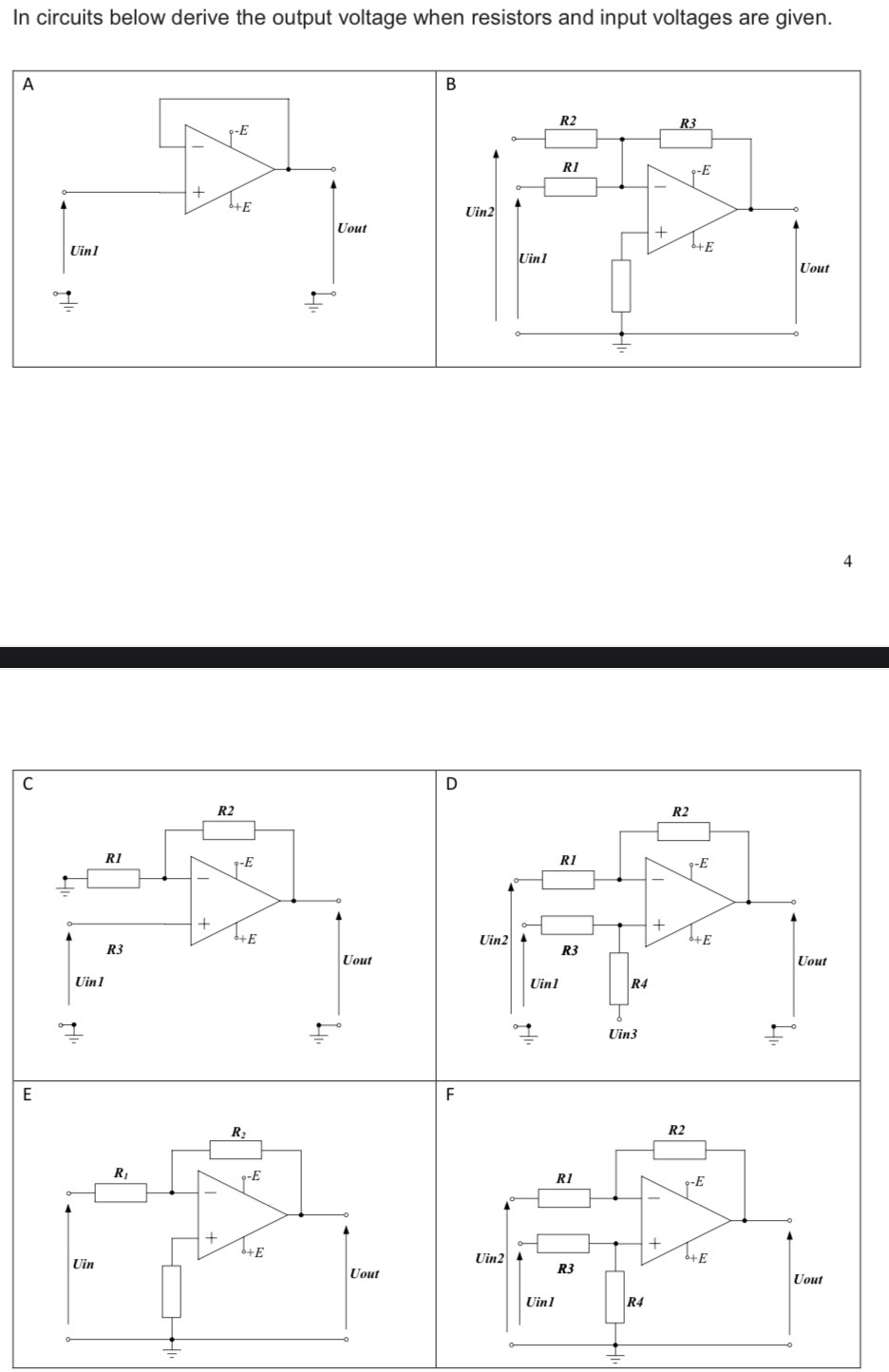 Solved In Circuits Below Derive The Output Voltage When 