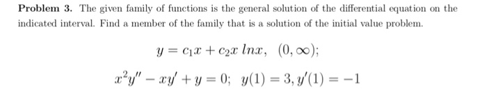 Solved Problem 3. The given family of functions is the | Chegg.com
