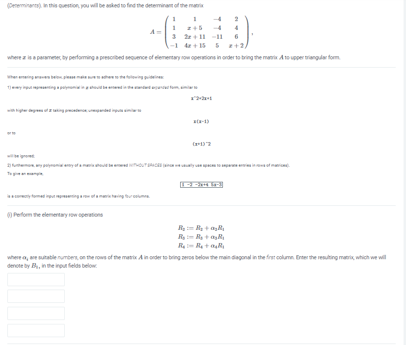 Solved (Determinants). In this question, you will be asked | Chegg.com