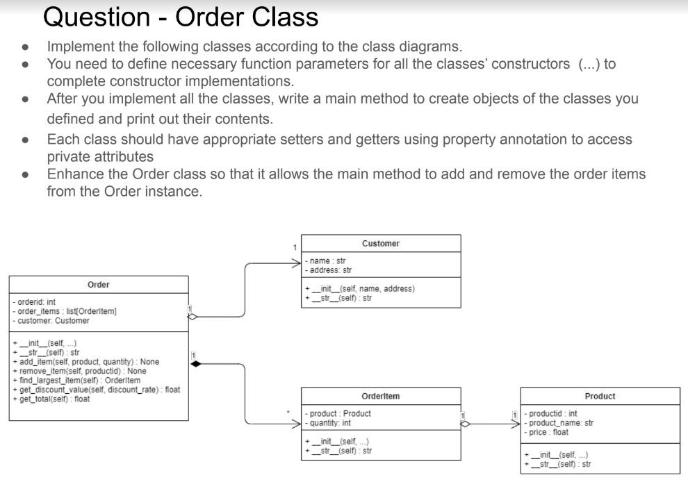 Solved Question Order Class Implement The Following 5547