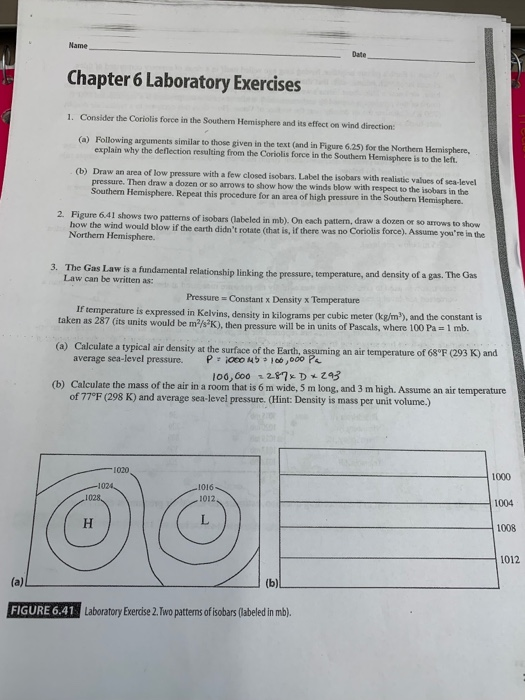 Solved Name- Date Chapter 6 Laboratory Exercises 1. Consider | Chegg.com