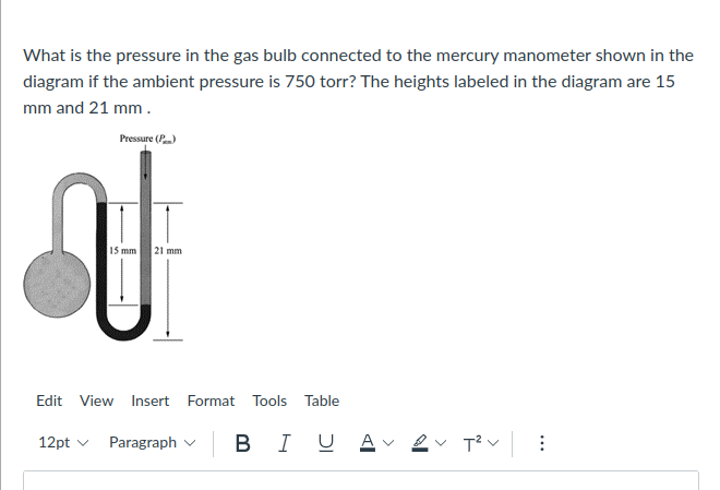 Solved What is the pressure in the gas bulb connected to the | Chegg.com