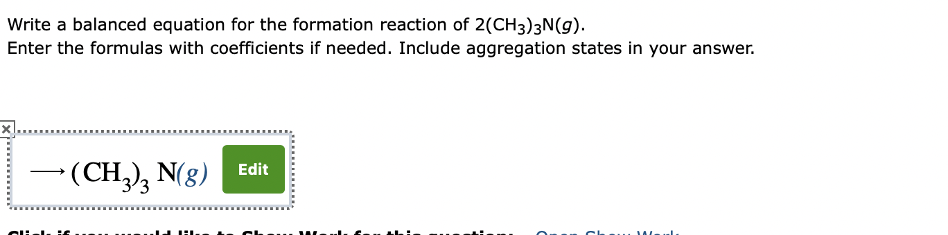 Solved Write a balanced equation for the formation reaction | Chegg.com