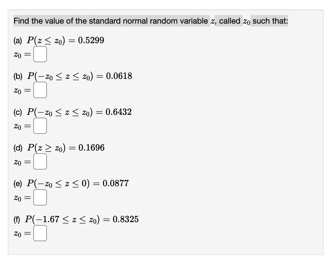 Solved Find the value of the standard normal random variable | Chegg.com