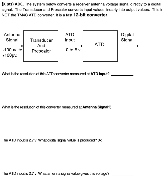 Solved ( X pts) ADC. The system below converts a receiver | Chegg.com