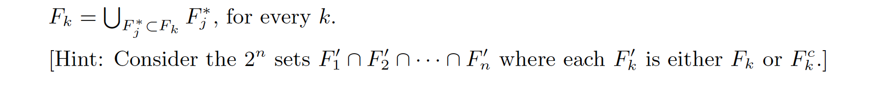Solved 1. Given a collection of sets F1, F2, ..., Fn, | Chegg.com