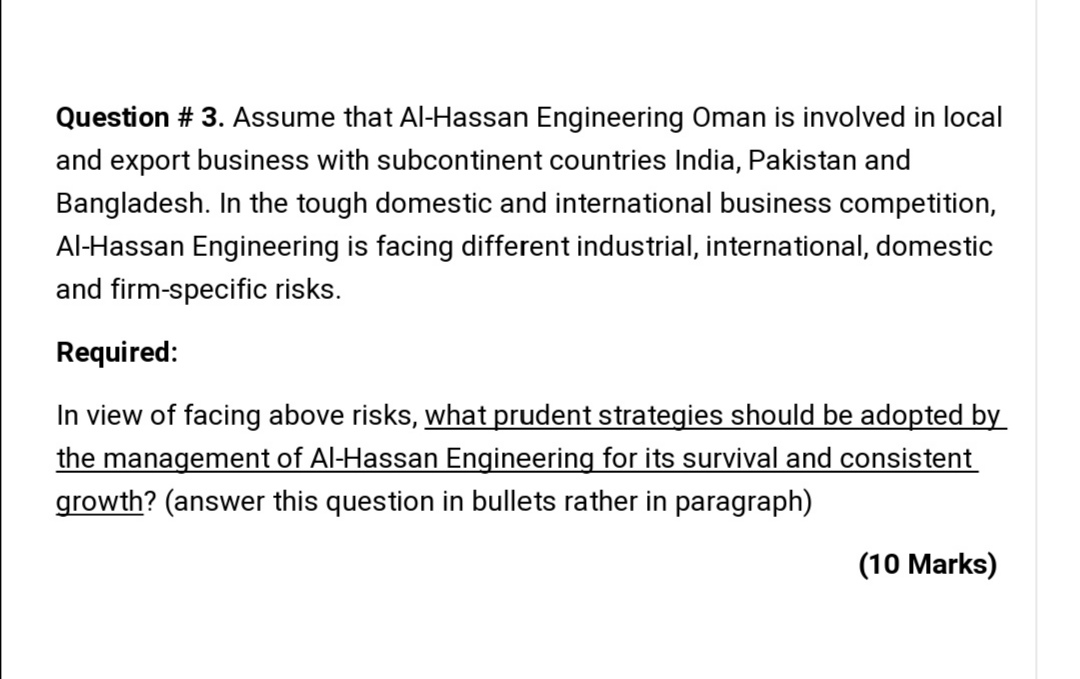 Solved Question # 3. Assume that Al-Hassan Engineering Oman | Chegg.com