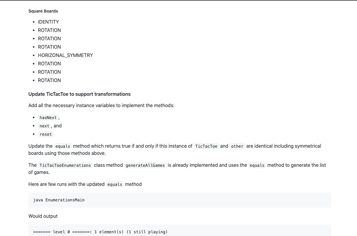 Update equals to include symmetric boards Update the | Chegg.com
