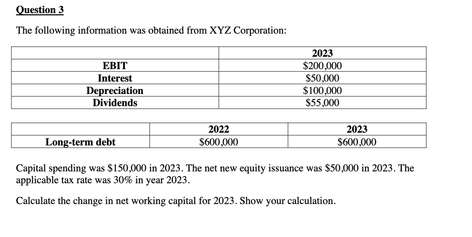 Solved The following information was obtained from XYZ | Chegg.com