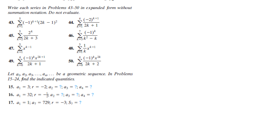 Solved 5 Ka 7 Write Each Series In Problems 43 50 In 