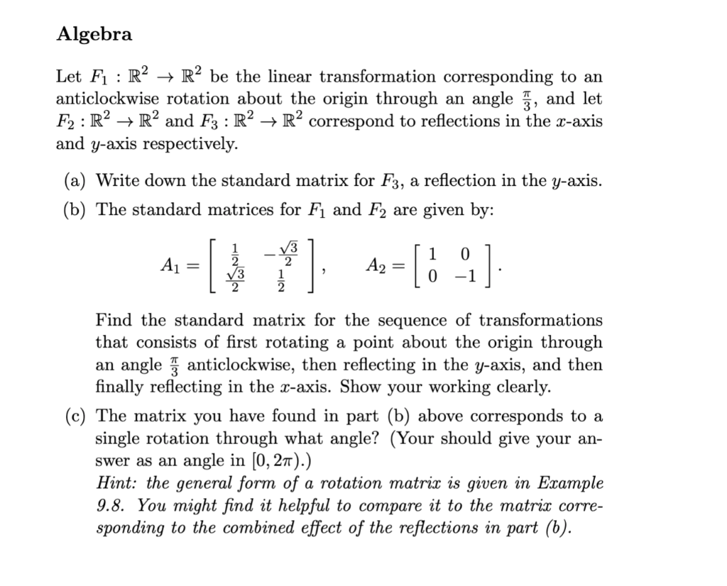 Solved Let F1:R2→R2 be the linear transformation | Chegg.com