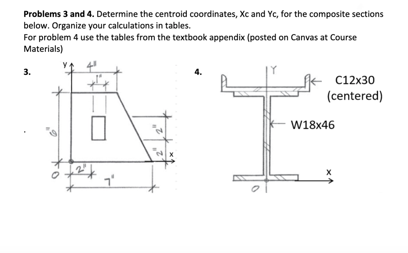 Solved Problems 3 and 4. Determine the centroid coordinates, | Chegg.com
