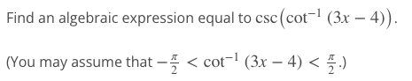 Solved Find an algebraic expression equal to | Chegg.com