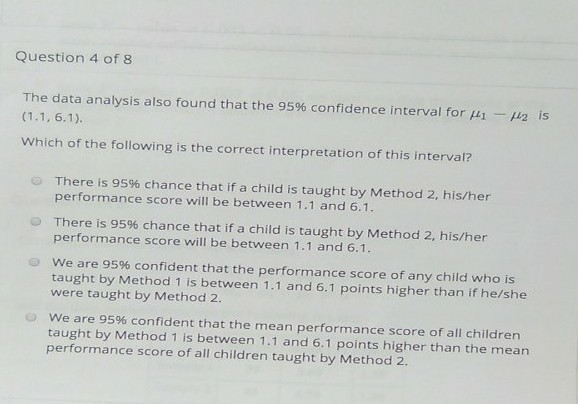 Solved Question 4 of 8 The data analysis also found that the | Chegg.com