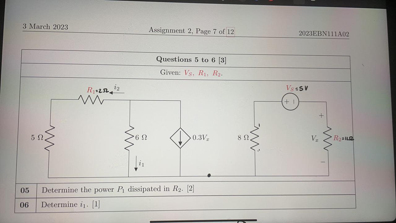 Solved Questions 5 to 6 [3] Given. VrR.R. | Chegg.com