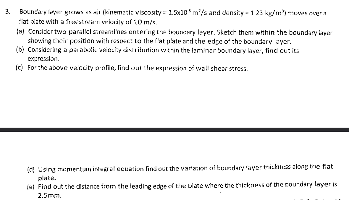 Solved 3. ﻿Boundary layer grows as air (kinematic viscosity | Chegg.com