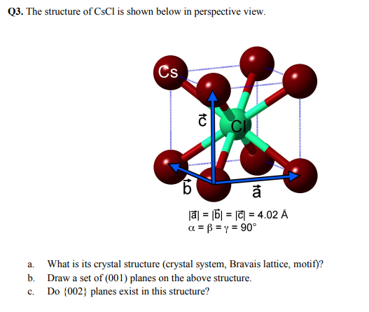 Solved Q3. The structure of CsCl is shown below in | Chegg.com