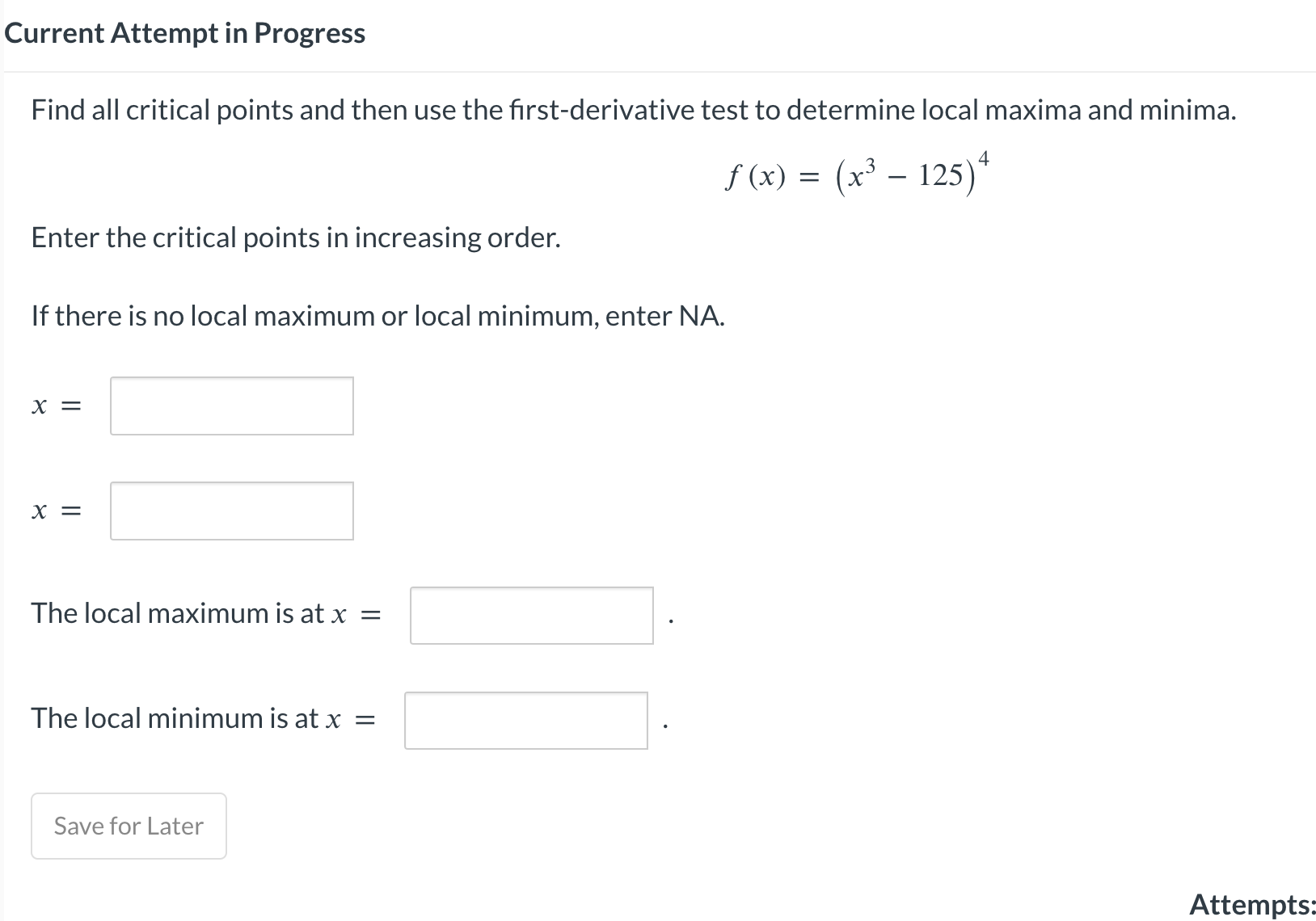 Solved Current Attempt in Progress Find all critical points | Chegg.com