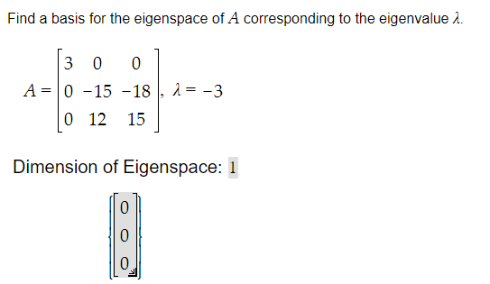 Solved Find a basis for the eigenspace of A corresponding to | Chegg.com