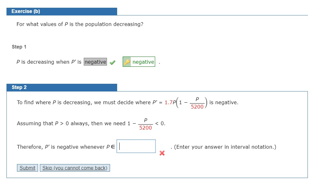Solved Exercise (b) For what values of P is the population | Chegg.com