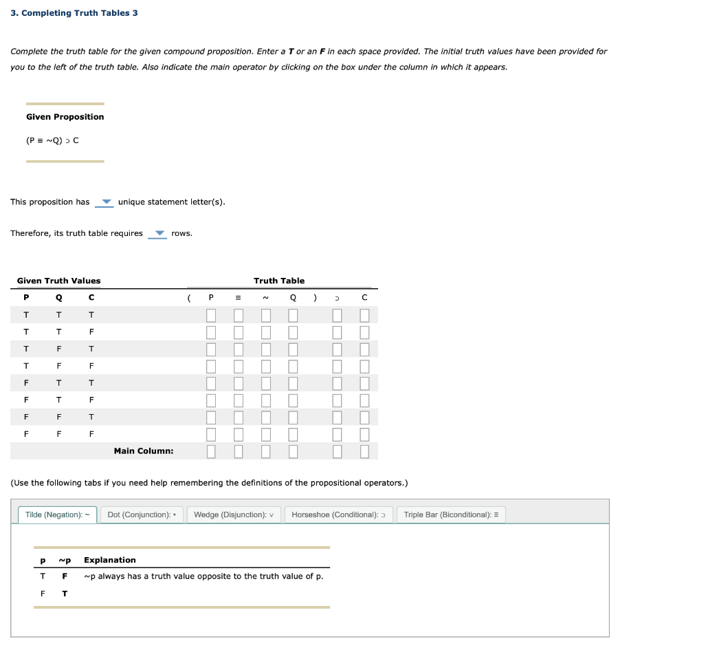 Solved 3. Completing Truth Tables 3 Complete the truth table | Chegg.com