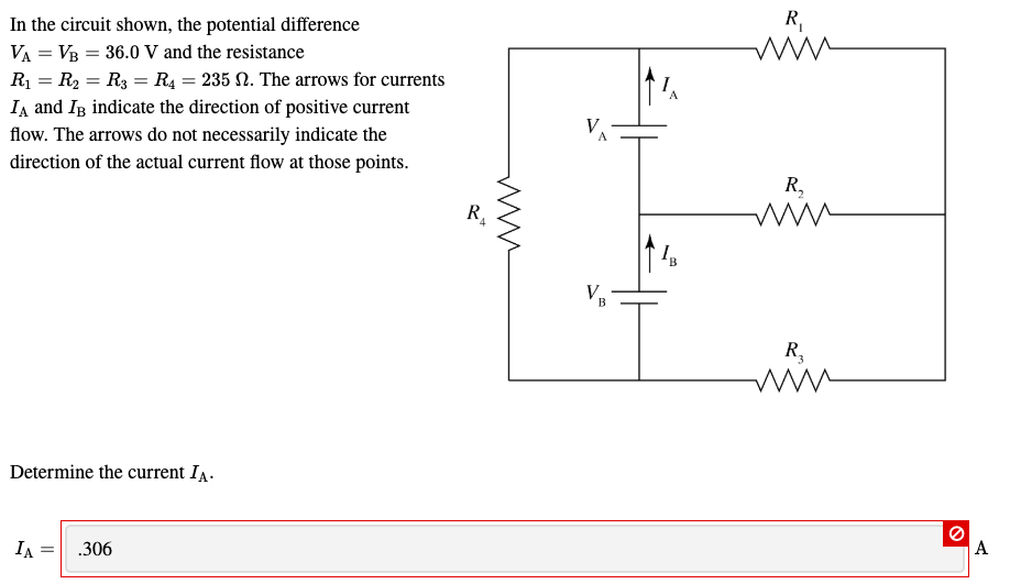 Solved In the circuit shown, the potential difference VA = | Chegg.com