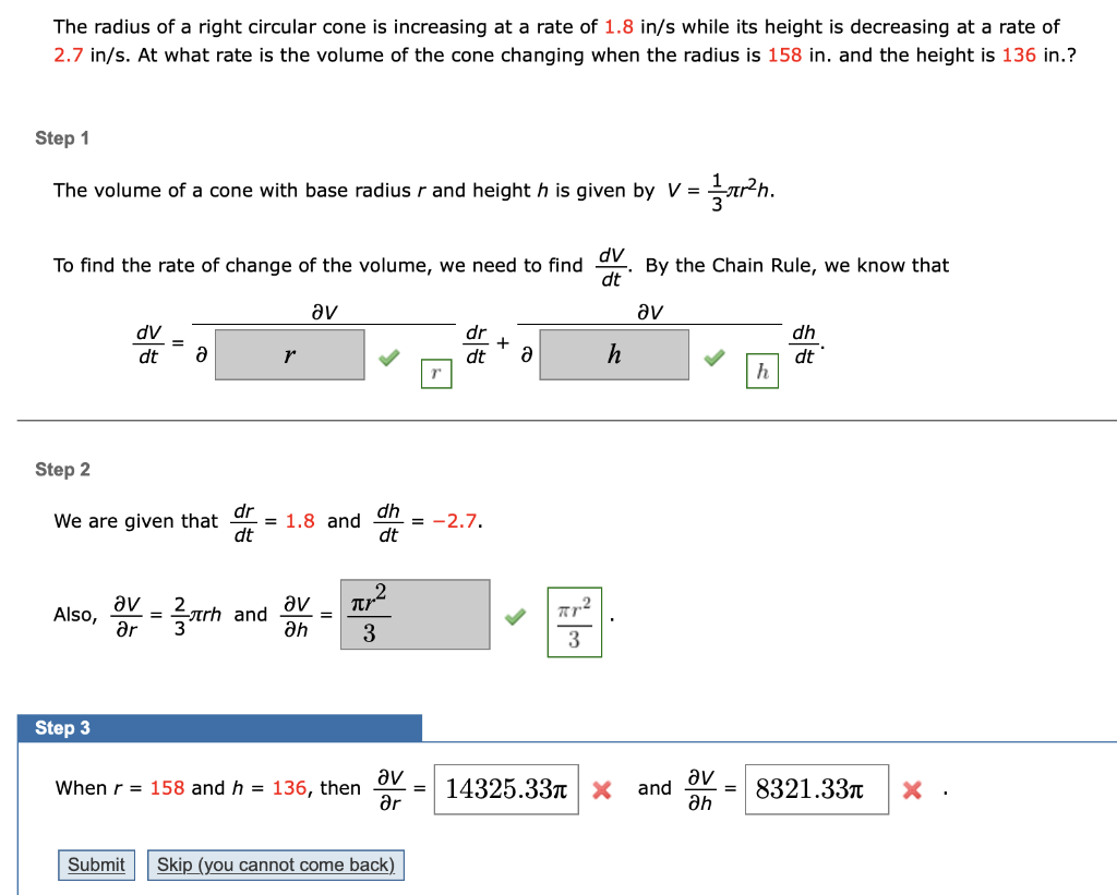Solved The radius of a right circular cone is increasing at | Chegg.com