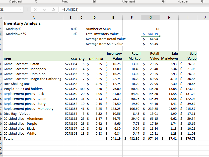 In cell G3, create a link to the Inventory Value | Chegg.com