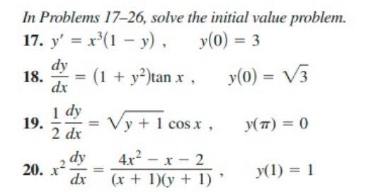 Solved In Problems 1726 Solve The Initial Value Problem 5496