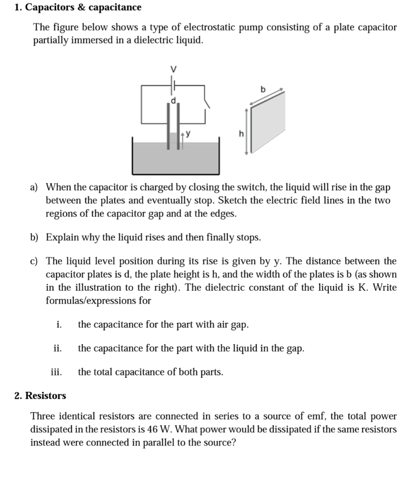 Solved 1. Capacitors & capacitance The figure below shows a | Chegg.com