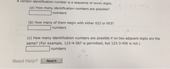 Solved A certain identification number is a sequence of | Chegg.com