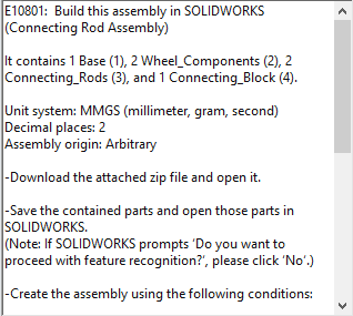 E10801: Build this assembly in SOLIDWORKS (Connecting | Chegg.com