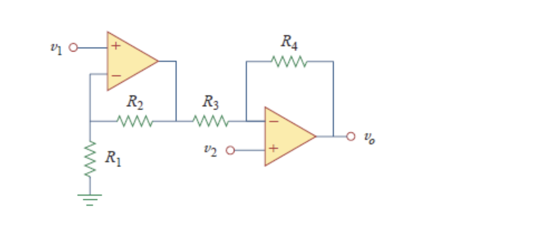 Solved Here shows a two-op- amp instrumentation amplifier. | Chegg.com