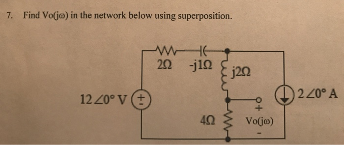 Solved Find Vo(ja) in the network below using superposition. | Chegg.com