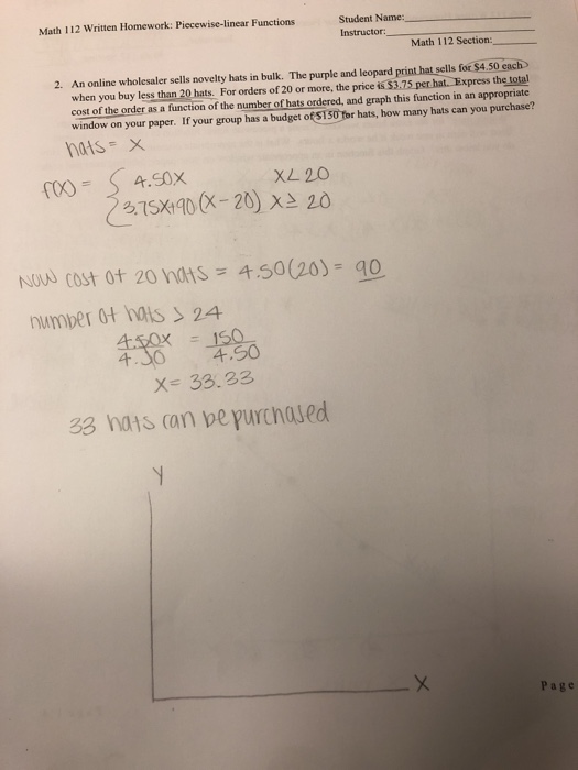 Solved Math 112 Written Homework: Piecewise-linear Functions | Chegg.com