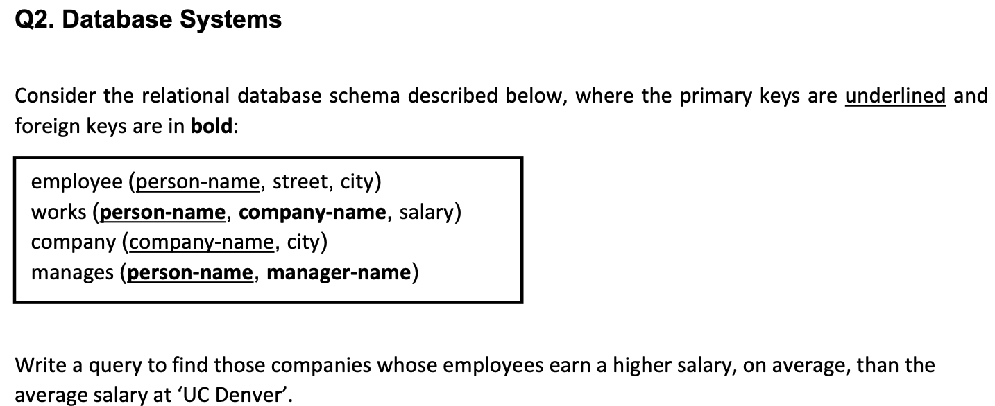 Solved Comp Sci Database Systems help. Please Read the | Chegg.com
