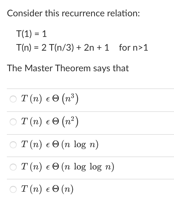 Solved Consider this recurrence relation: | Chegg.com