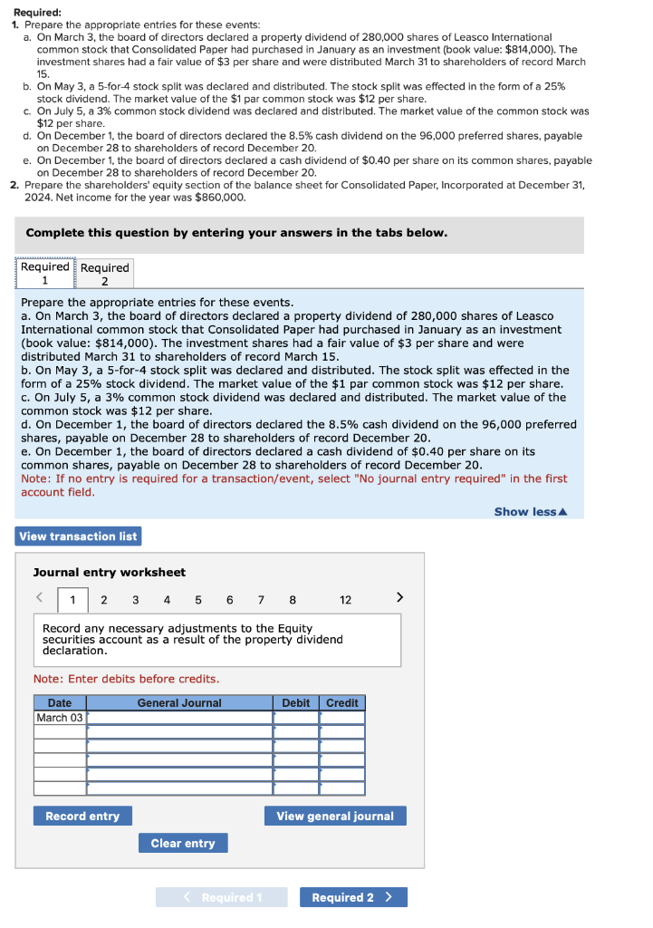 Solved The balance sheet of Consolidated Paper, | Chegg.com