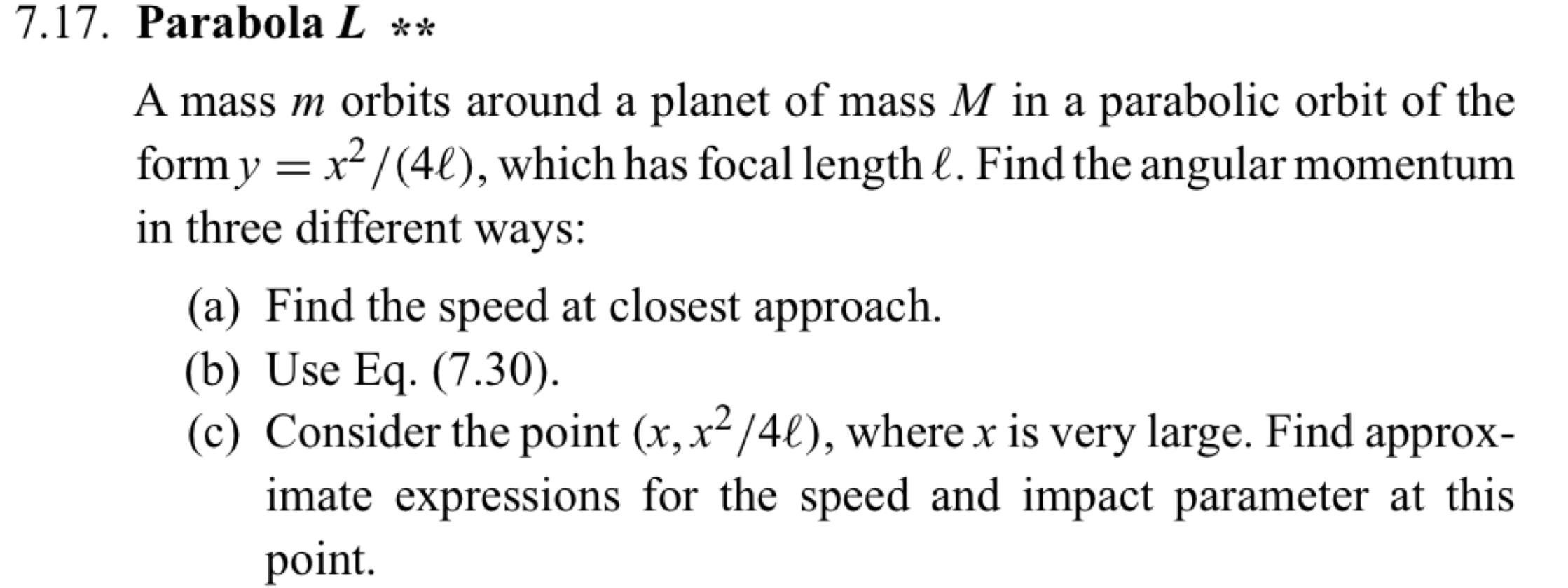 Solved k≡mαL2A mass m orbits around a planet of mass M in a | Chegg.com
